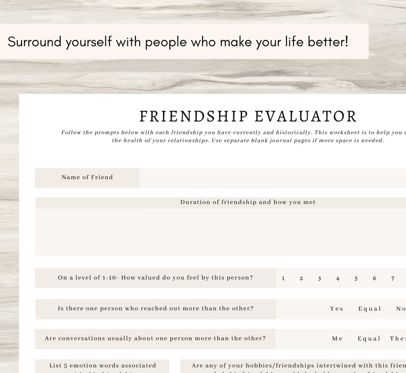 Friendship Evaluator Processing Relationships Relationship - Etsy