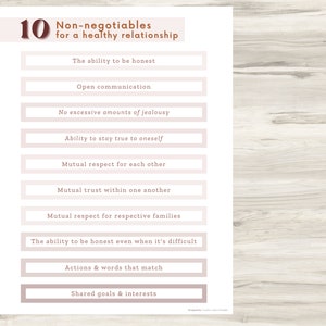 Non-negotiables in a Relationship, Relationship Worksheets, Couples ...