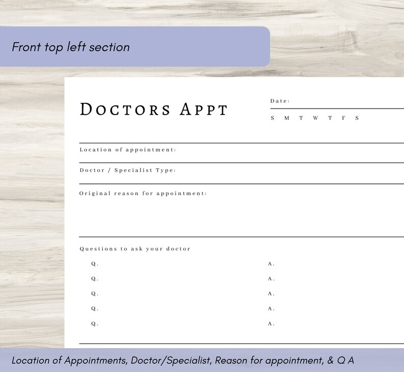 Doctor Appointment Notes Sheet: Medical Visit Planner (PDF | Health ...