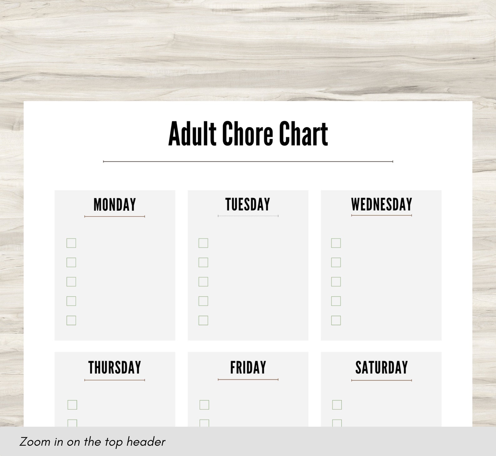 Adult Chore Chart Productivity Chart for Families Adults & | Etsy