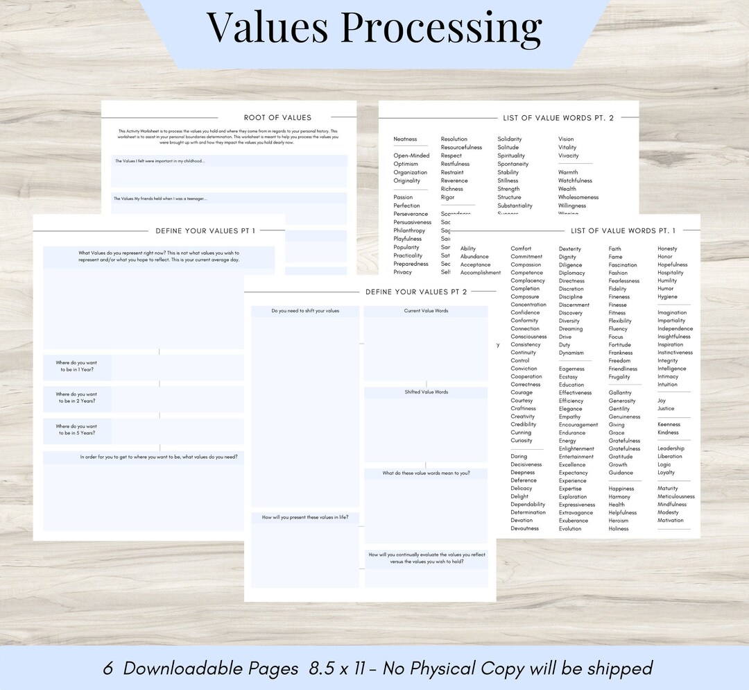 Values Processing Journal: Mental Health & Self-awareness | Mental ...