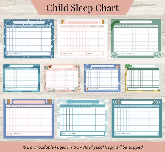 Printable Kids Sleep Chart Child Sleep Chart Child Reward | Etsy