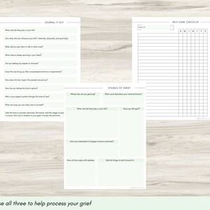 Grief Thought Processing Journal Pages for Daily Self Care, Mental ...