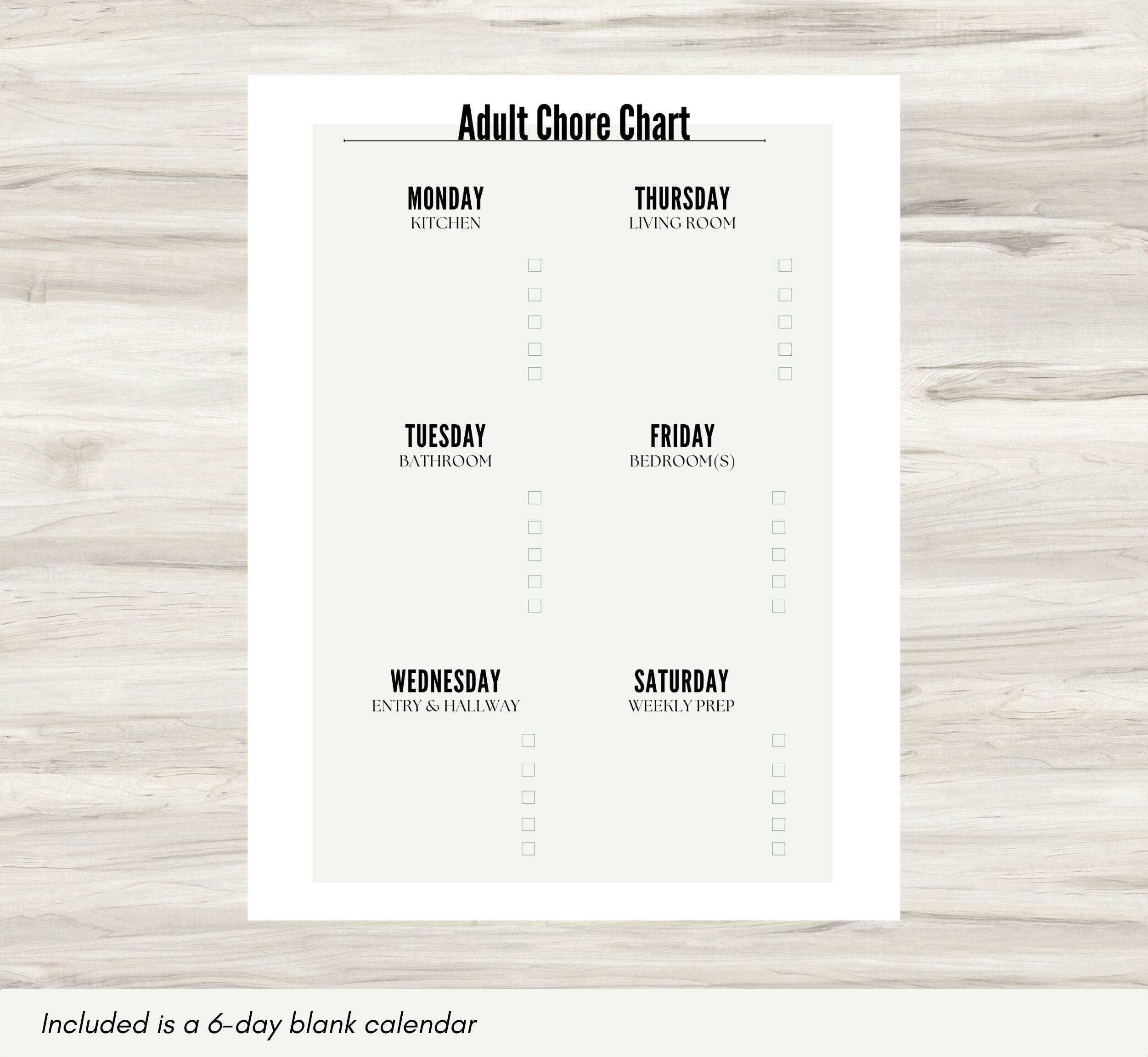 Adult Chore Chart Productivity Chart for Families Adults & - Etsy UK