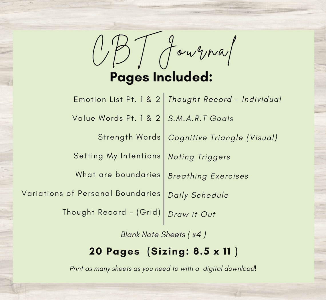 CBT Journal Cognitive Behavioral Therapy Mental Health - Etsy