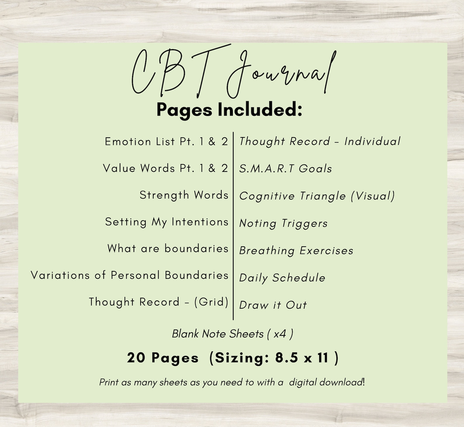 CBT Journal Cognitive Behavioral Therapy Mental Health - Etsy