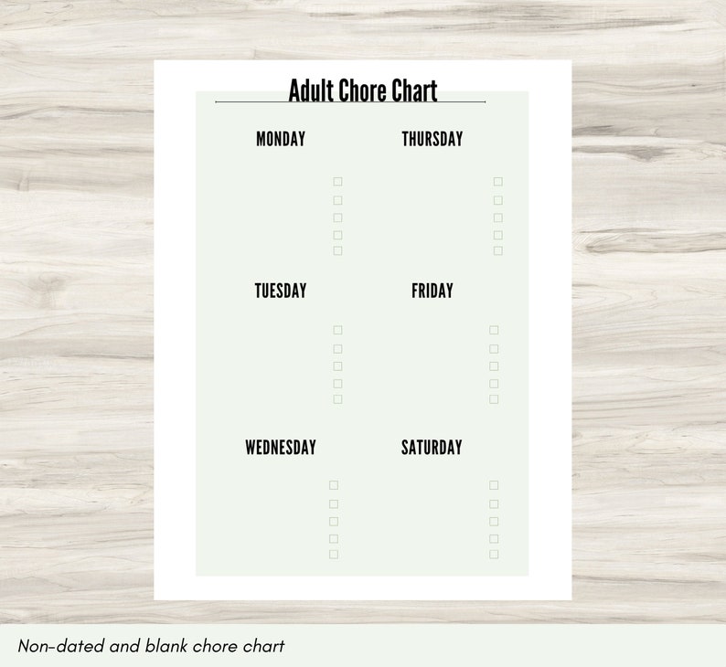 Adult Chore Chart Productivity Chart for Families Adults & | Etsy UK