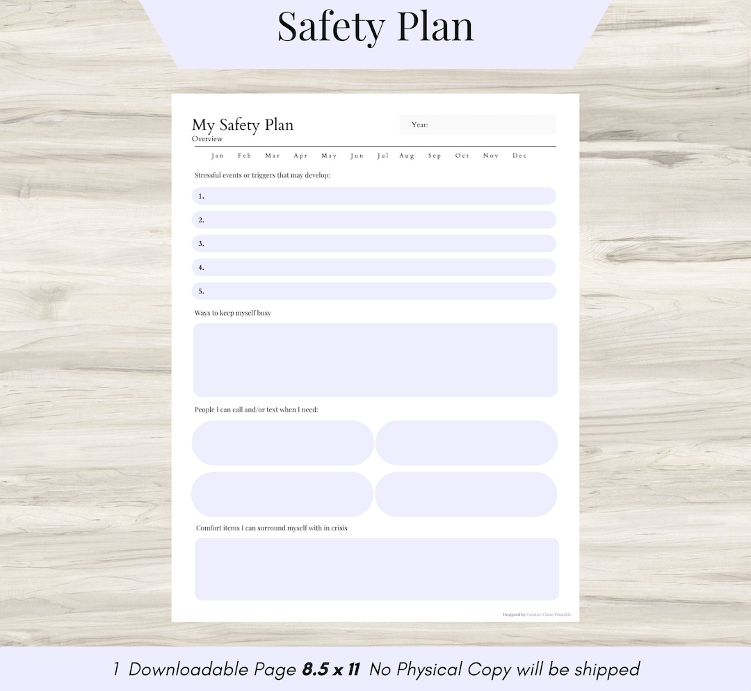 Safety Plan Worksheet: Mental Health, Coping Skills (PDF) - Etsy