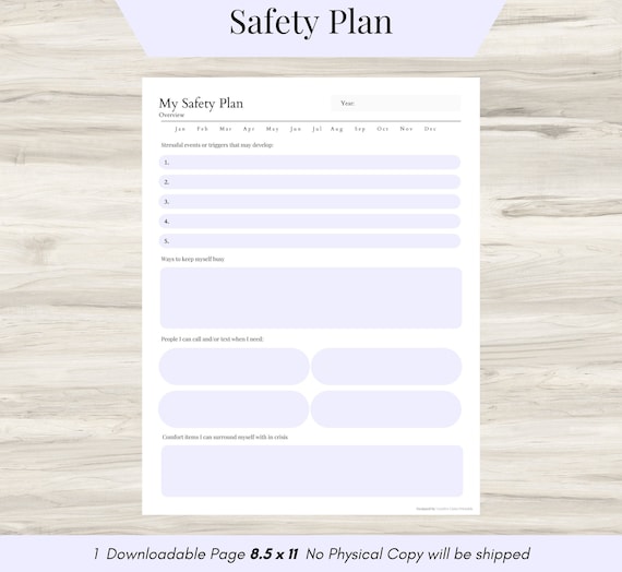 My Safety Plan Worksheet Overview Therapy Worksheets - Etsy UK