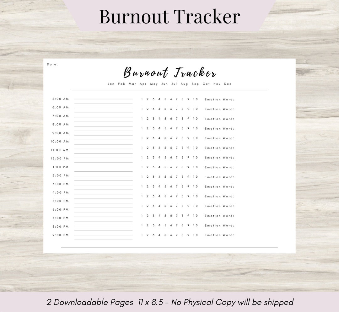 Burnout Tracker Journal: Mental Health, Anxiety Relief (PDF) - Etsy