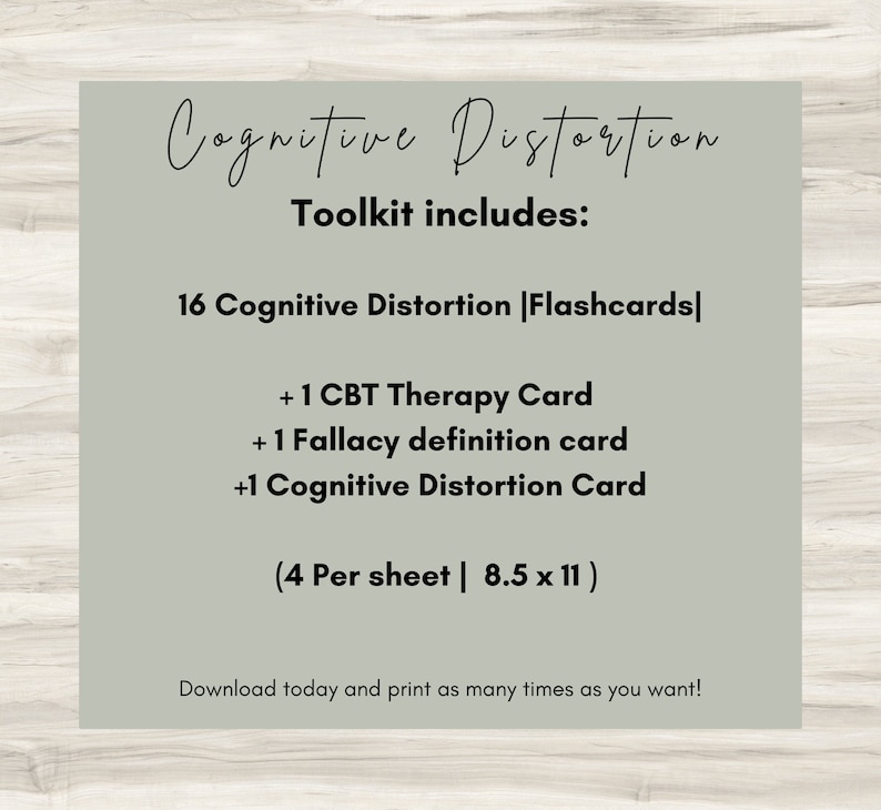 Cognitive Distortion Flash Cards CBT Cards Cognitive - Etsy