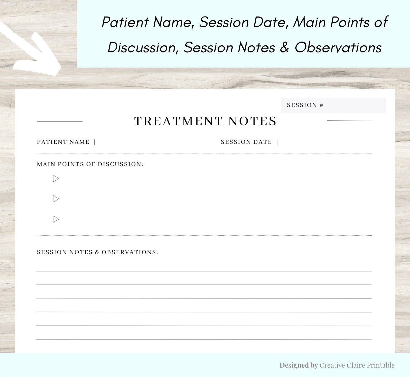 Treatment Note Sheets Provider Worksheet Therapist Note - Etsy