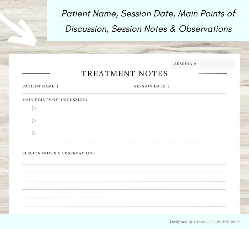 Treatment Note Sheets, Provider Worksheet, Therapist Note Template ...
