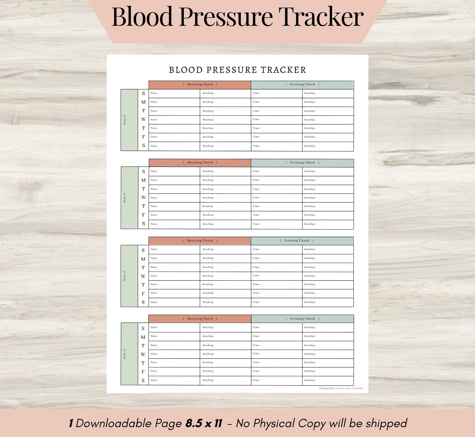 Blood Pressure Tracker Sheet, Hypertension Tracker, Medical Tracker ...