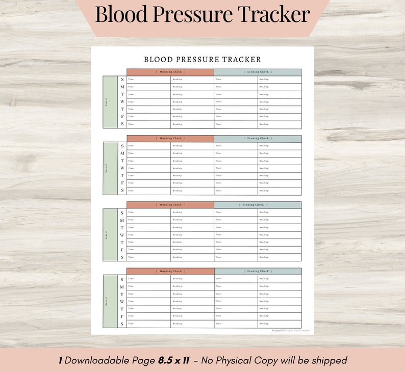 Blood Pressure Tracker Sheet, Hypertension Tracker, Medical Tracker ...