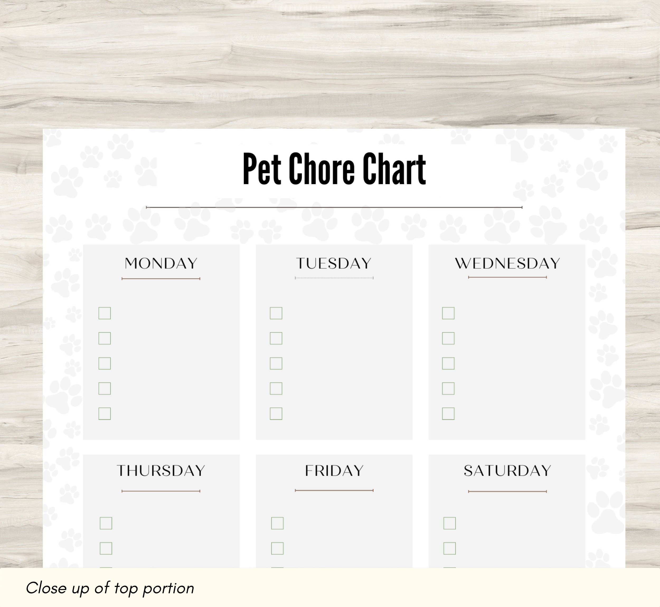 Pet Chore Chart Pet Chore Tracker Pet Chore Chart Printable | Etsy