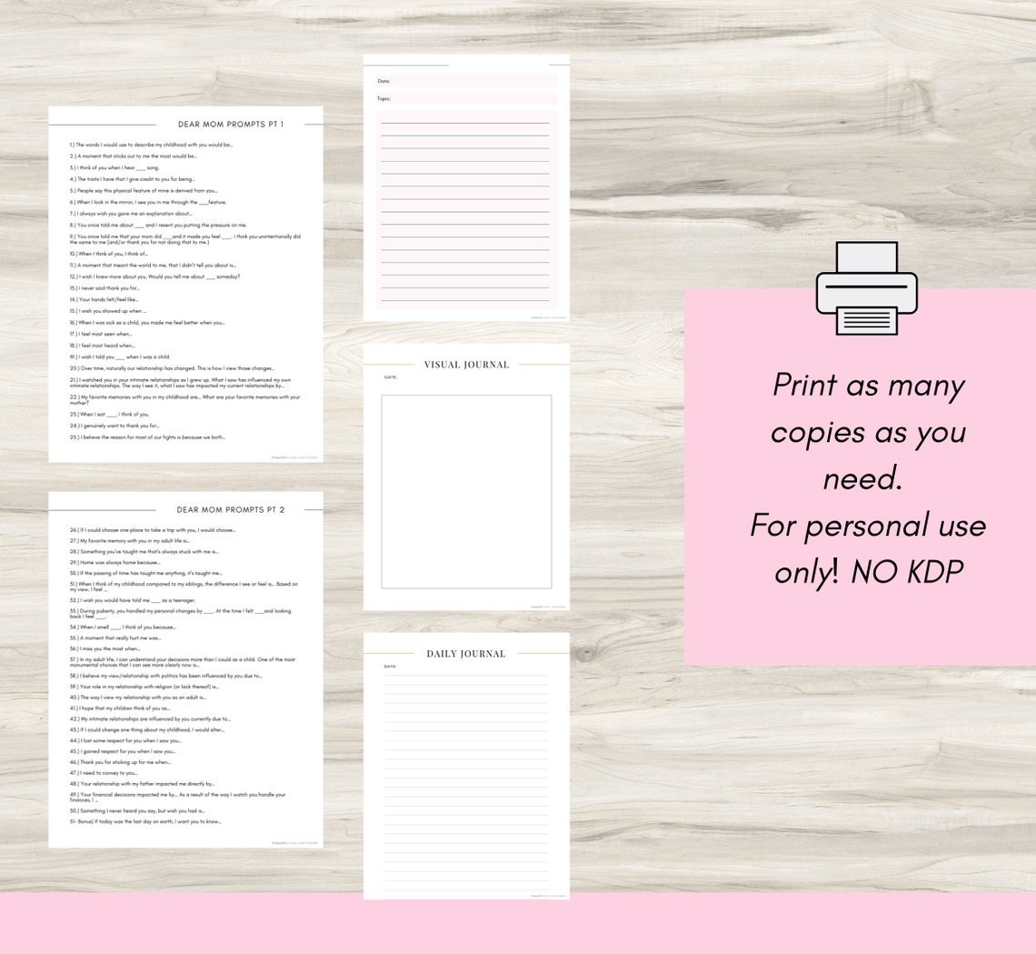 Dear Mom Journaling Prompts Dear Mom Journal Dear Mom I Get - Etsy