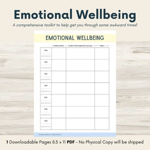 Emotional Wellbeing Tracker Mental Wellness Tracker & Self-care Planner ...