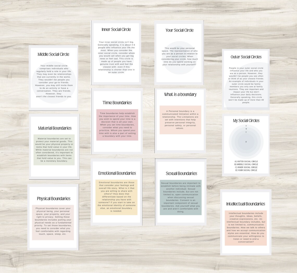 Boundaries Flashcards Boundaries Therapy Card Deck Setting - Etsy UK