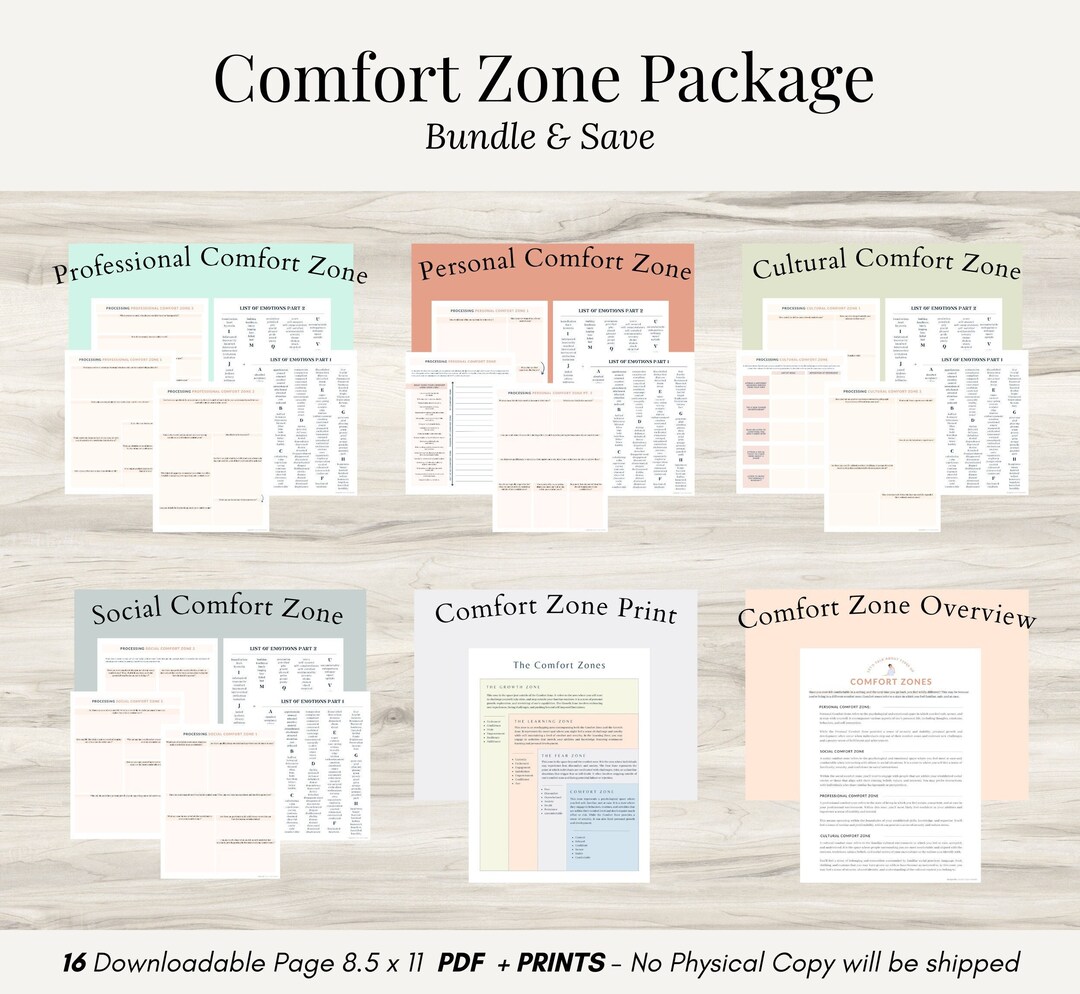 Comfort Zone Workbook Package: Personal Growth, Therapy Resources ...