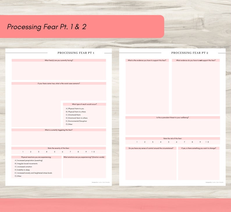 Fear Processing Journal Pages for Daily Self Care Mental - Etsy