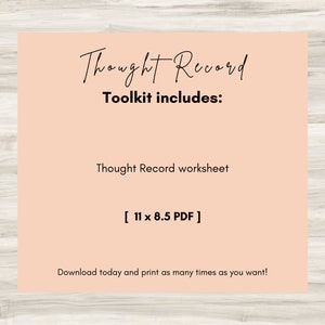 Thought Record Worksheet: CBT DBT Mental Health Tool (PDF) - Etsy
