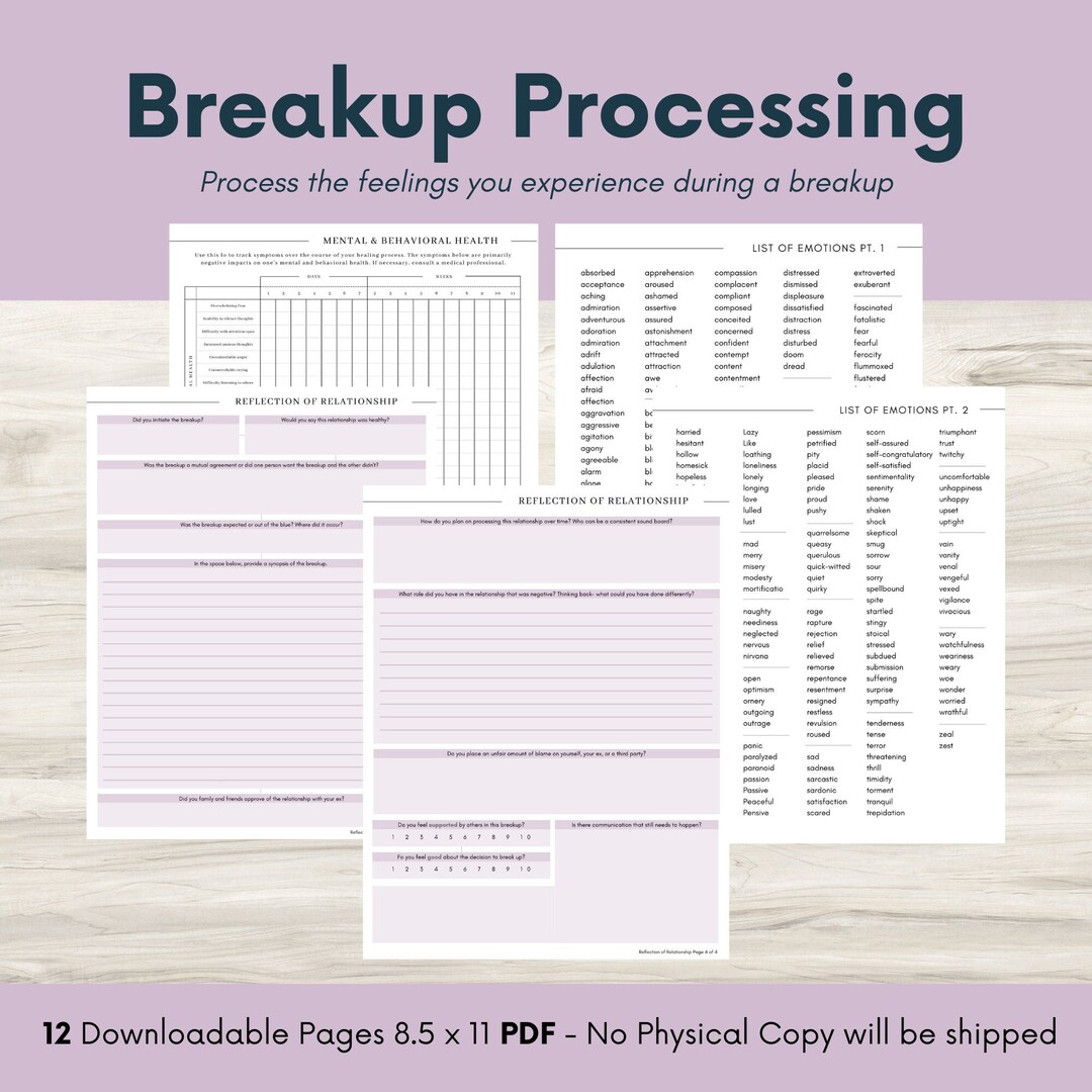 Breakup Processing Journal Pages, Daily Self-care, Mental Health ...