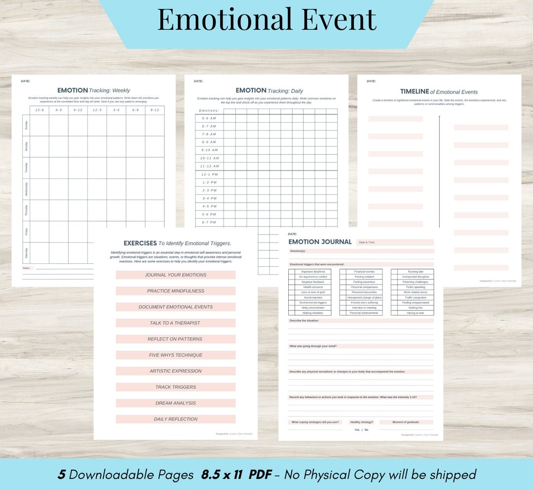 Emotion Tracking Pages to Explore Your Emotional Landscapes With Weekly ...