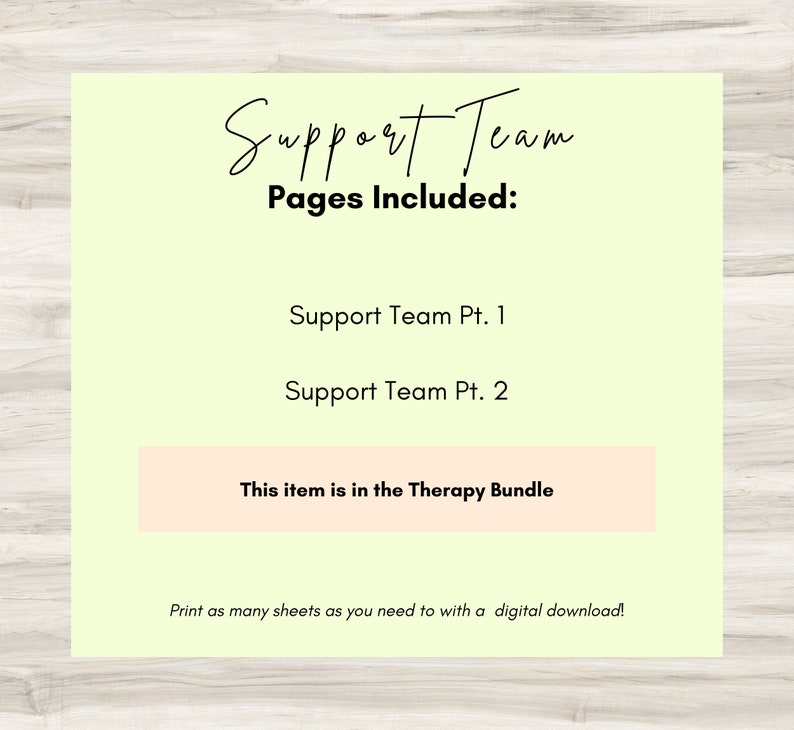 Support Team Worksheet: Mental Health Therapy Journal (PDF) - Etsy