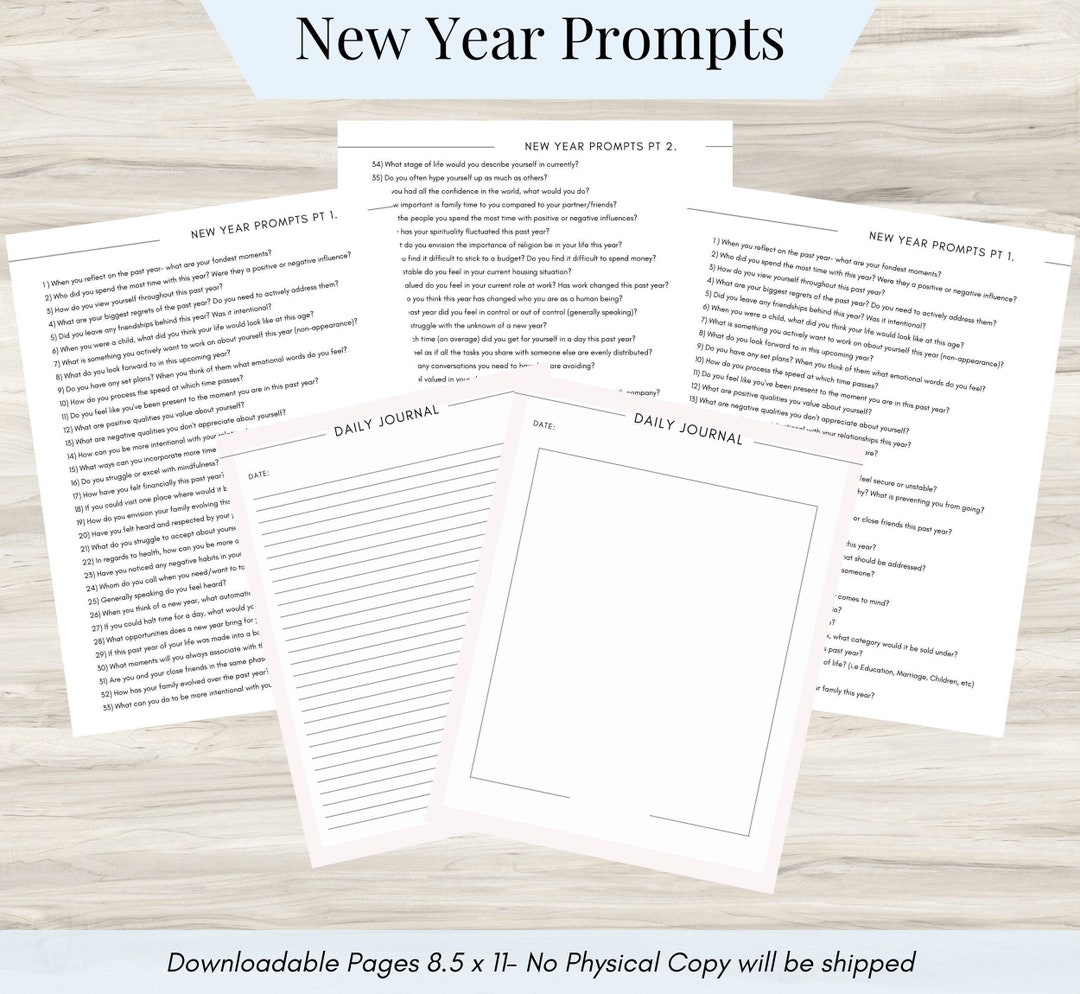 100 New Year Prompts, New Year's Resolutions, Past Year Processing ...