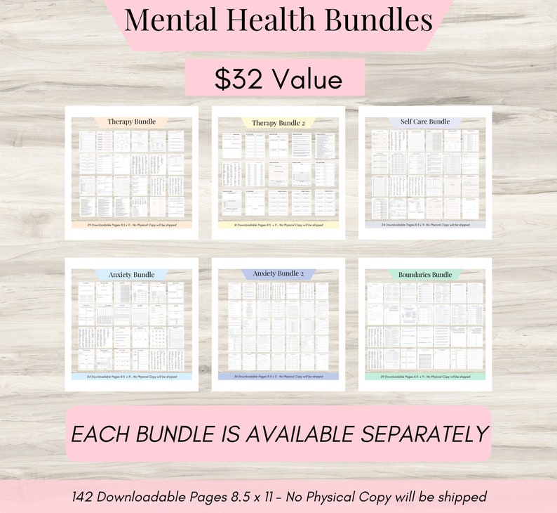 Mental Health Bundle Therapy Journals Mental Health - Etsy