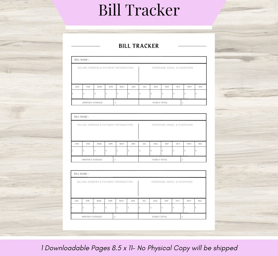 Bill Tracker, Expense Log, Financial Planner, Utility and Household ...