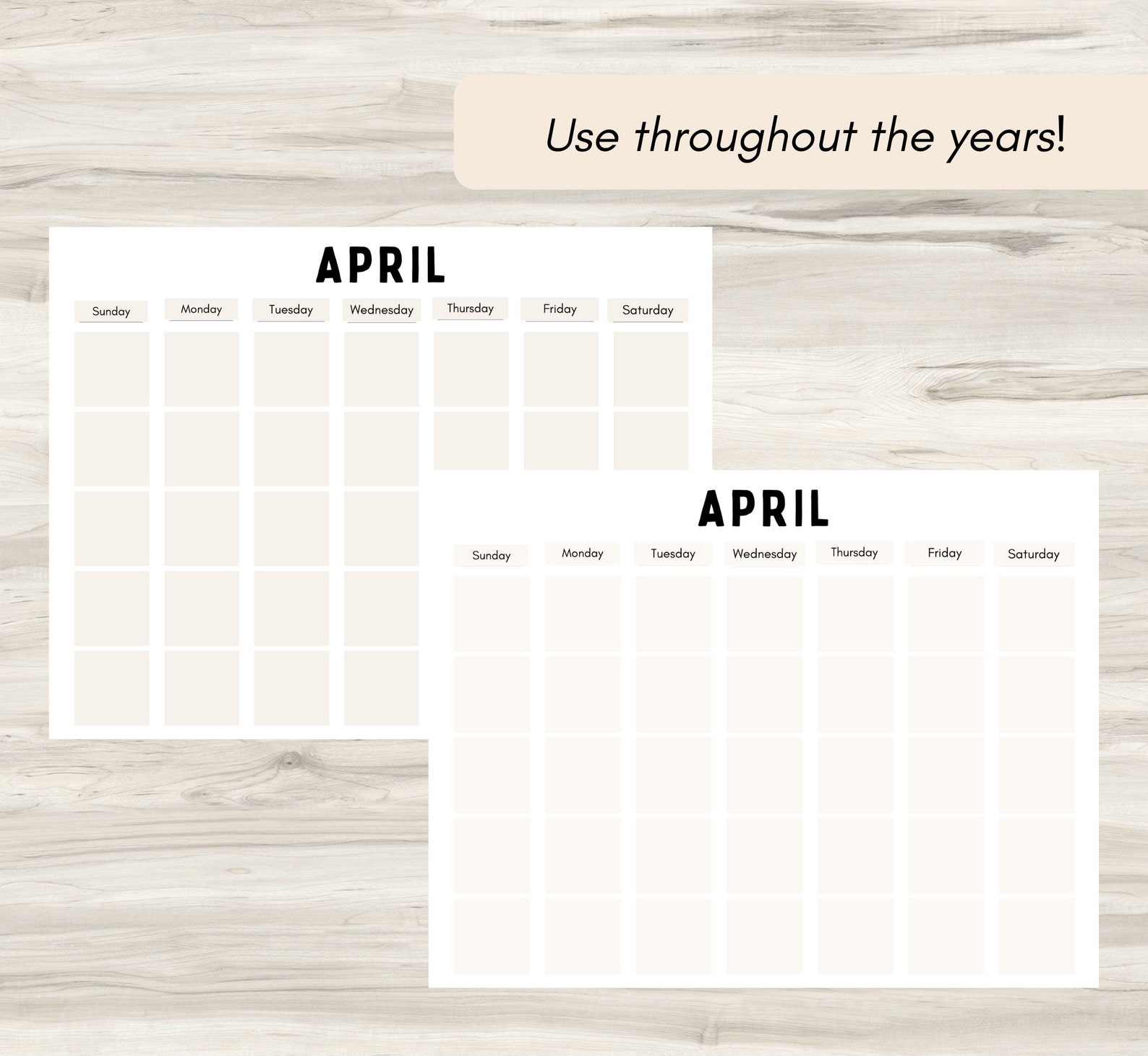 Monthly Blank Calendar Simple Calendar Calendar Planner - Etsy