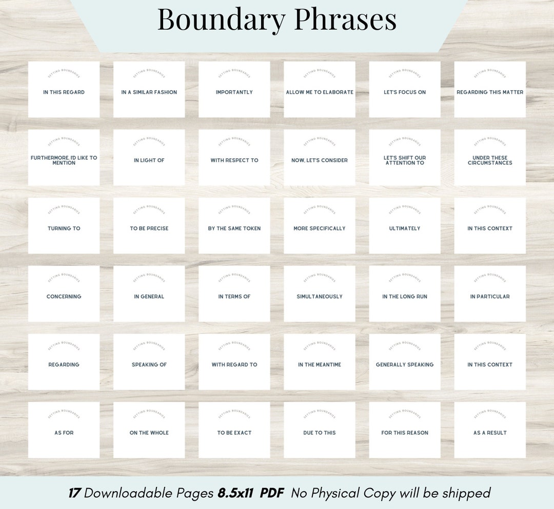 100 Boundary Phrases Flashcards, Setting Personal Boundaries Phrase ...
