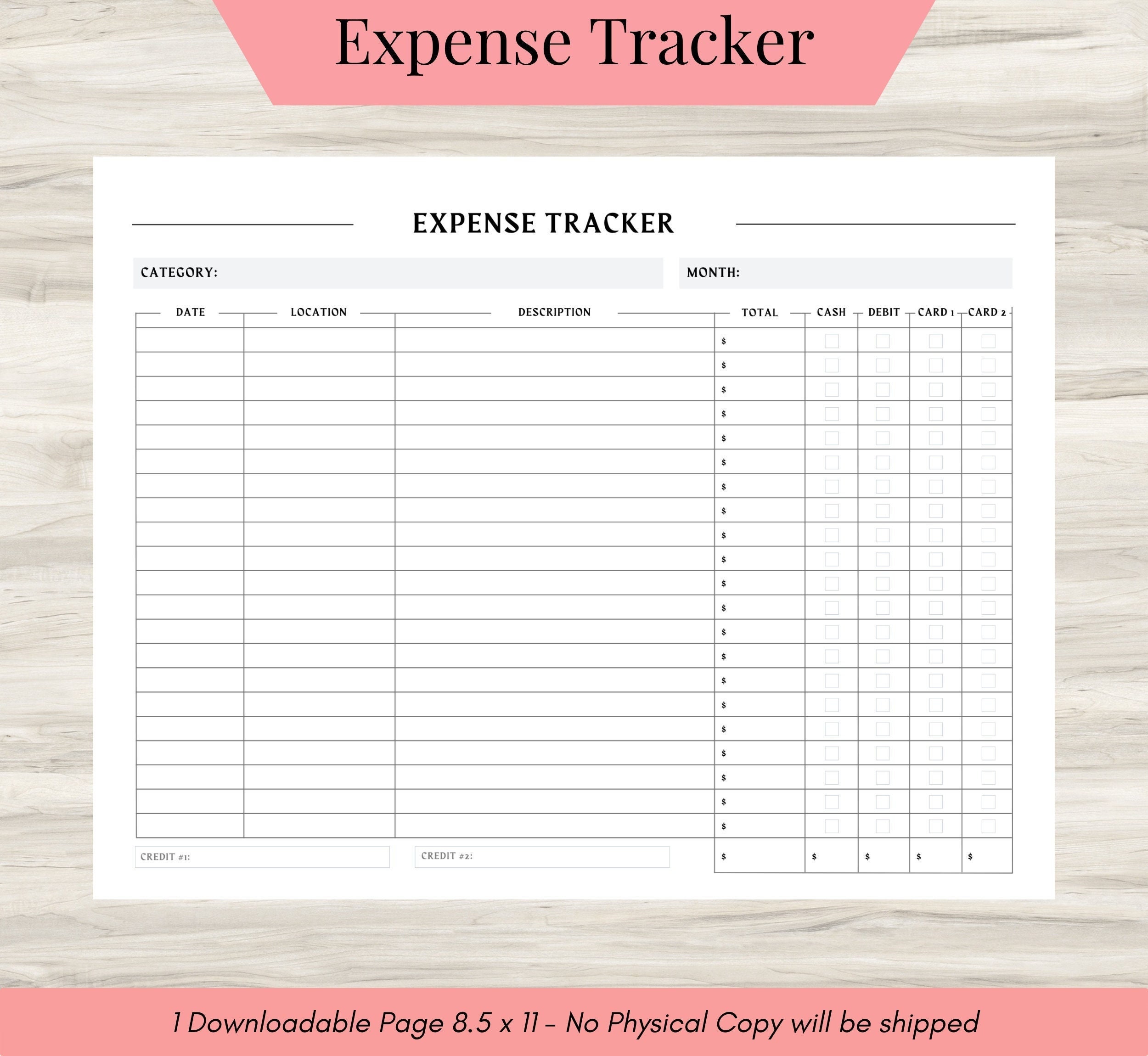 Printable Expense Tracker: Budget Planner (PDF) - Etsy
