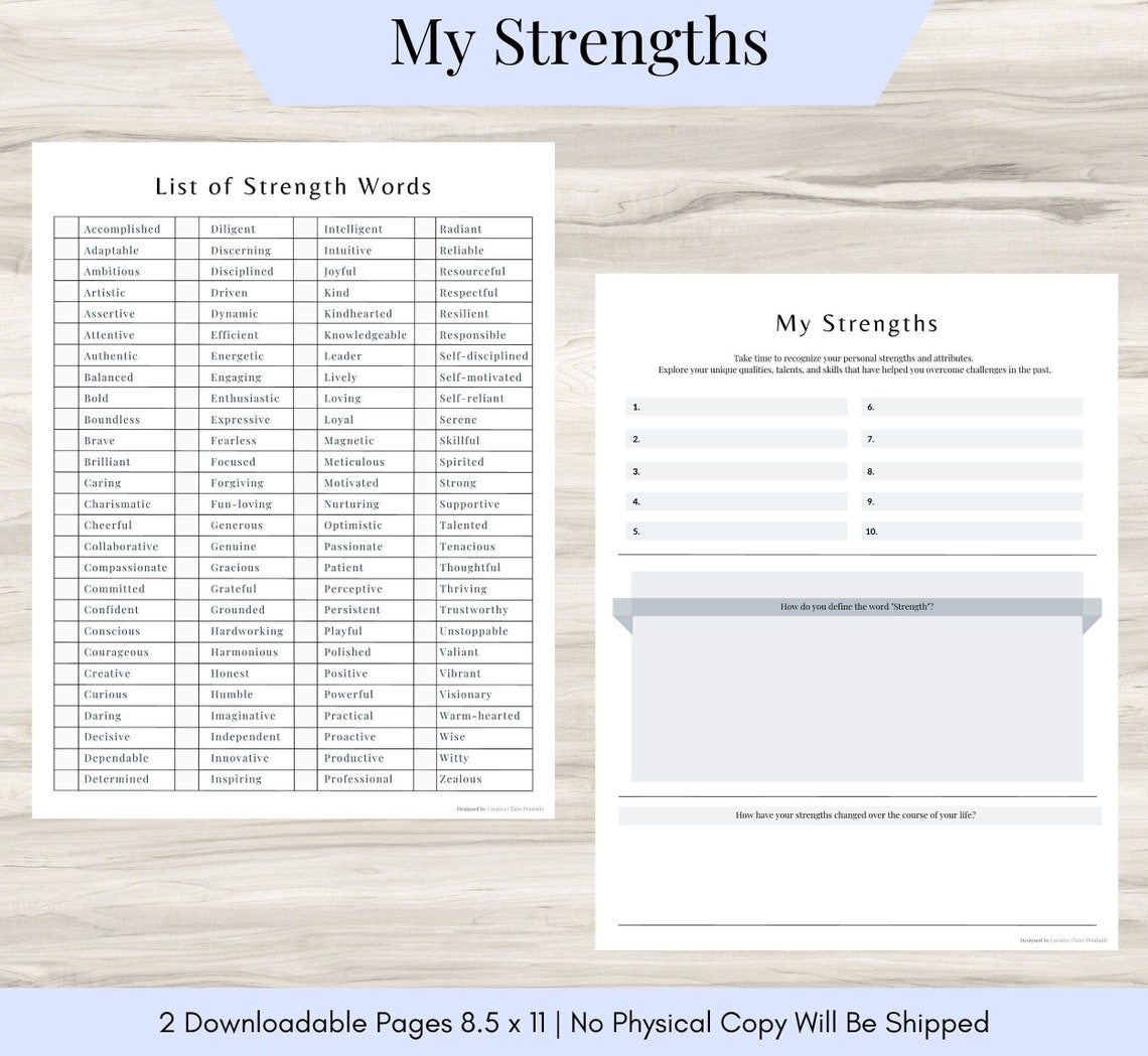 Strengths Assessment Worksheet - Etsy