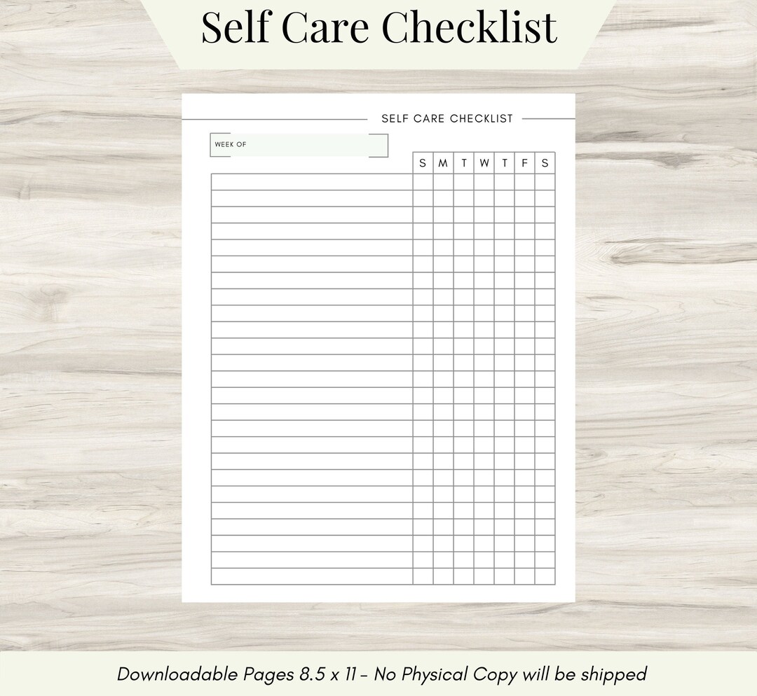 Self Care Checklist Pages for Daily Self-care and Mental Health ...