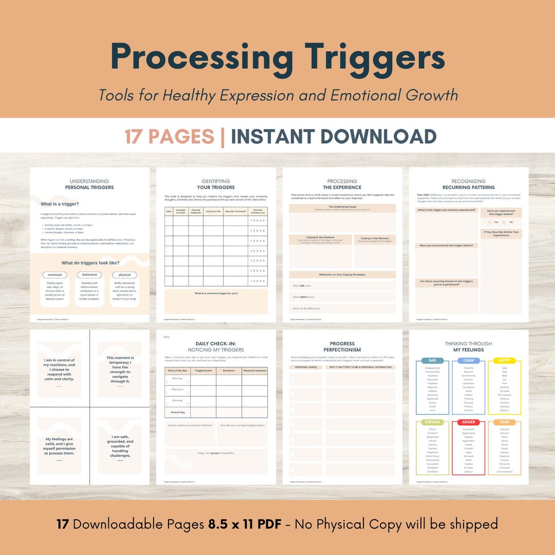 Trigger Processing Journal | Emotional Healing Workbook | Manage ...