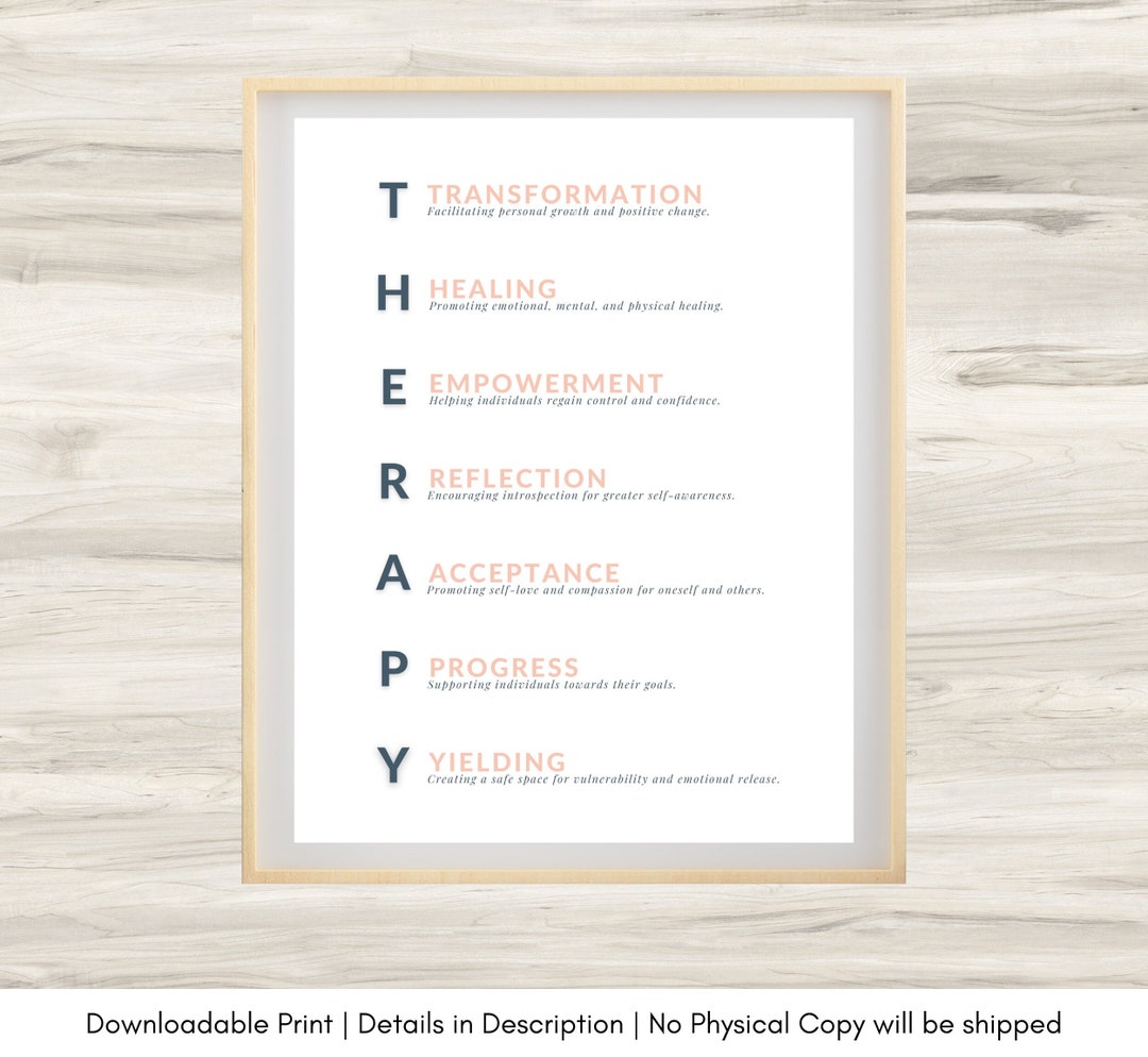 Therapy Acronym Print, Simple Therapy Office Decor, Psychology Gift ...