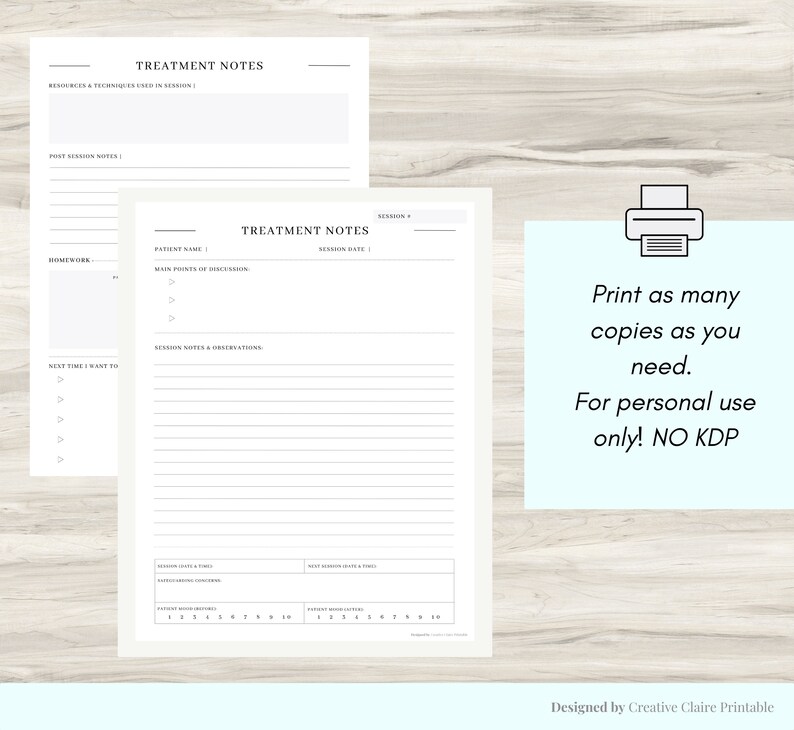 Treatment Note Sheets, Provider Worksheet, Therapist Note Template ...