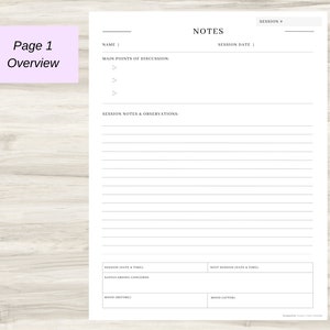 Client Note Sheets, Client Worksheet, Client Note Template, Client ...