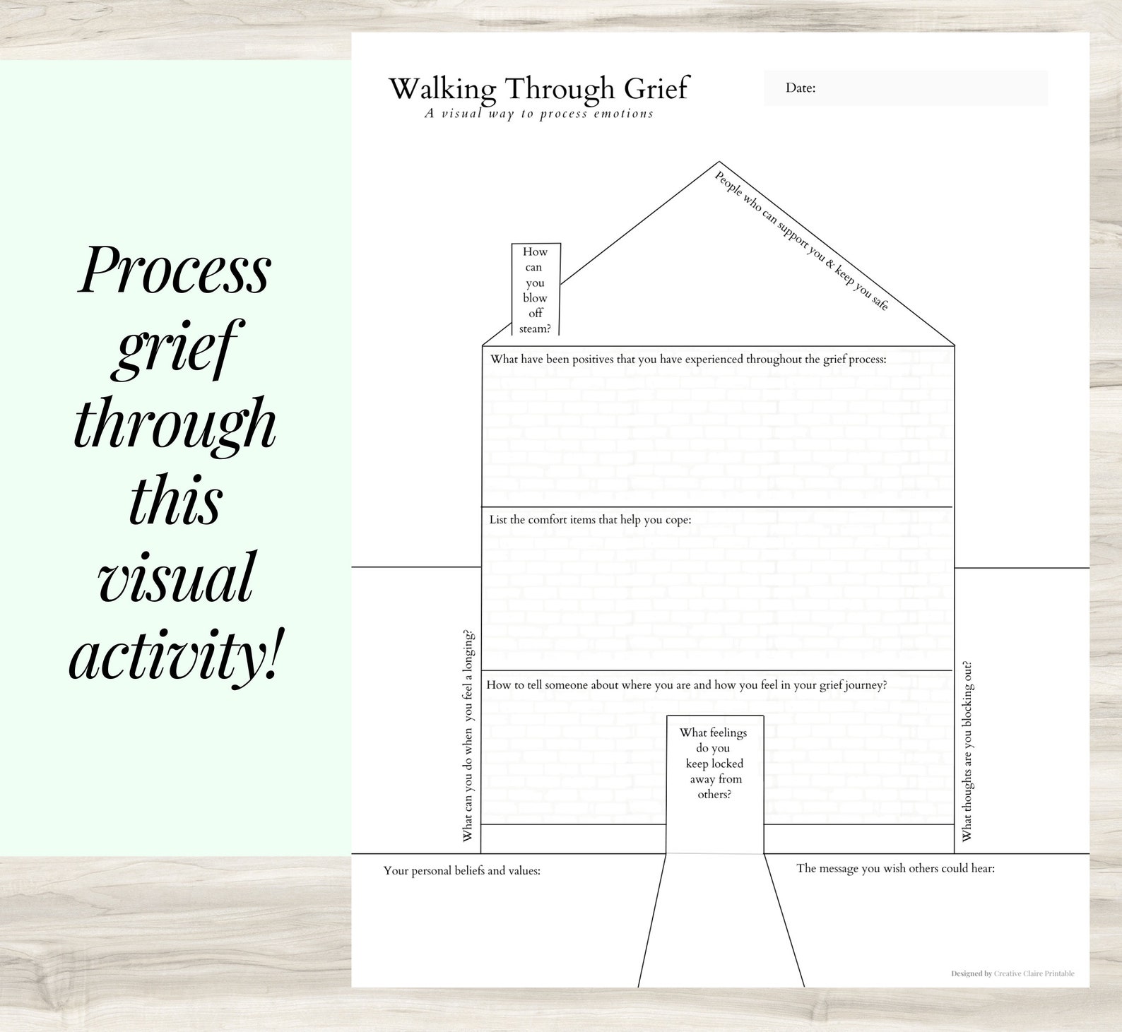 Grief House Visual Activity: Grief Counseling Worksheet (PDF) - Etsy