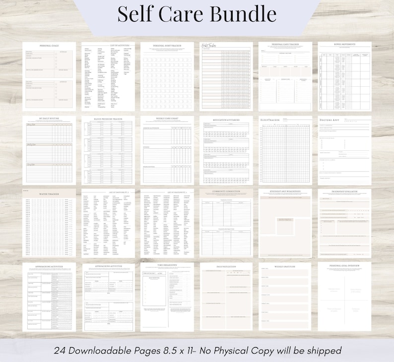 Self Care Bundle Therapy Journal Worksheets Mental Health - Etsy