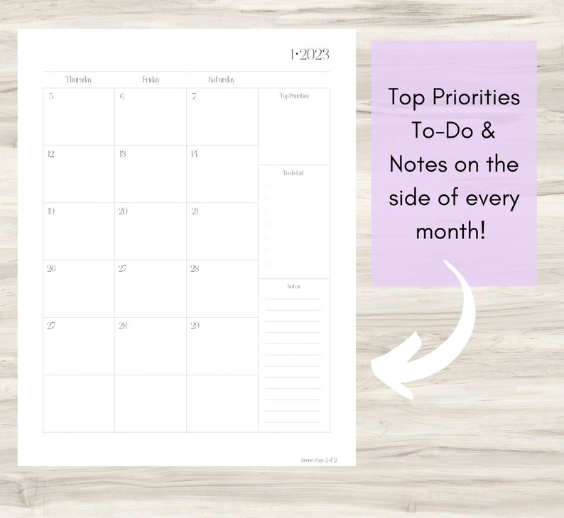 2023 Dated Monthly Calendar 2023 Planner 2023 Digital - Etsy