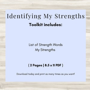 Identifying My Strengths, Strength Word List, Personal Development ...