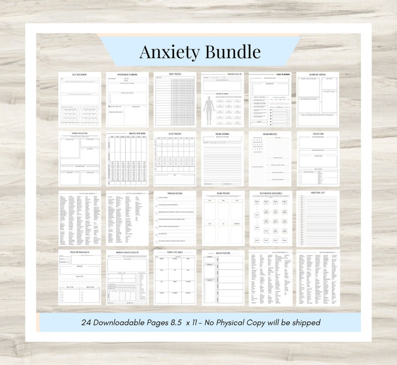Anxiety Journal Package Therapy Journal Sheets Mental Health - Etsy