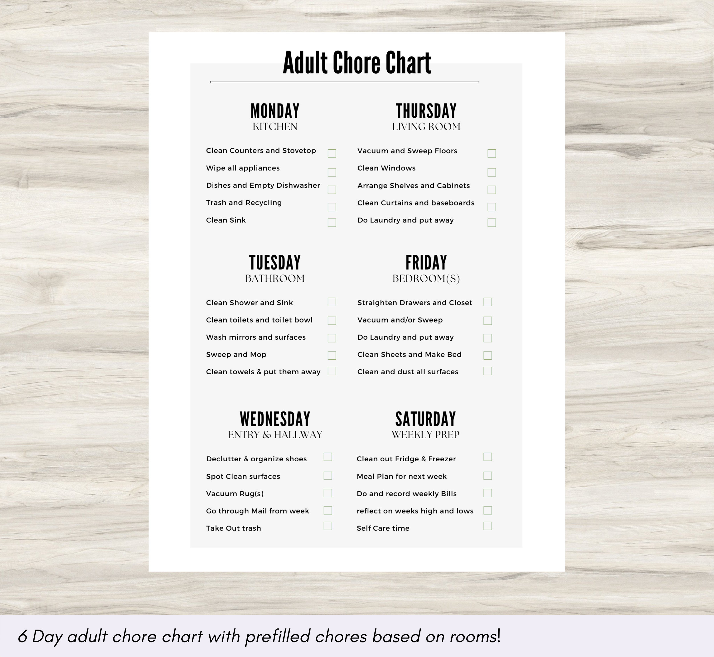 Adult Chore Chart Productivity Chart for Families Adults & - Etsy Canada