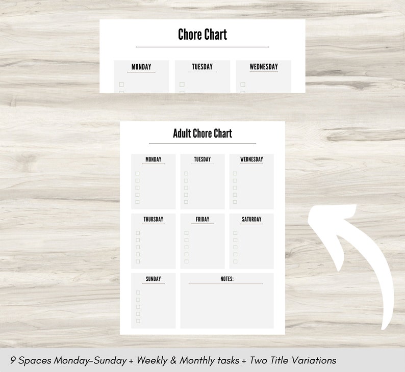 Adult Chore Chart Productivity Chart for Families Adults & - Etsy