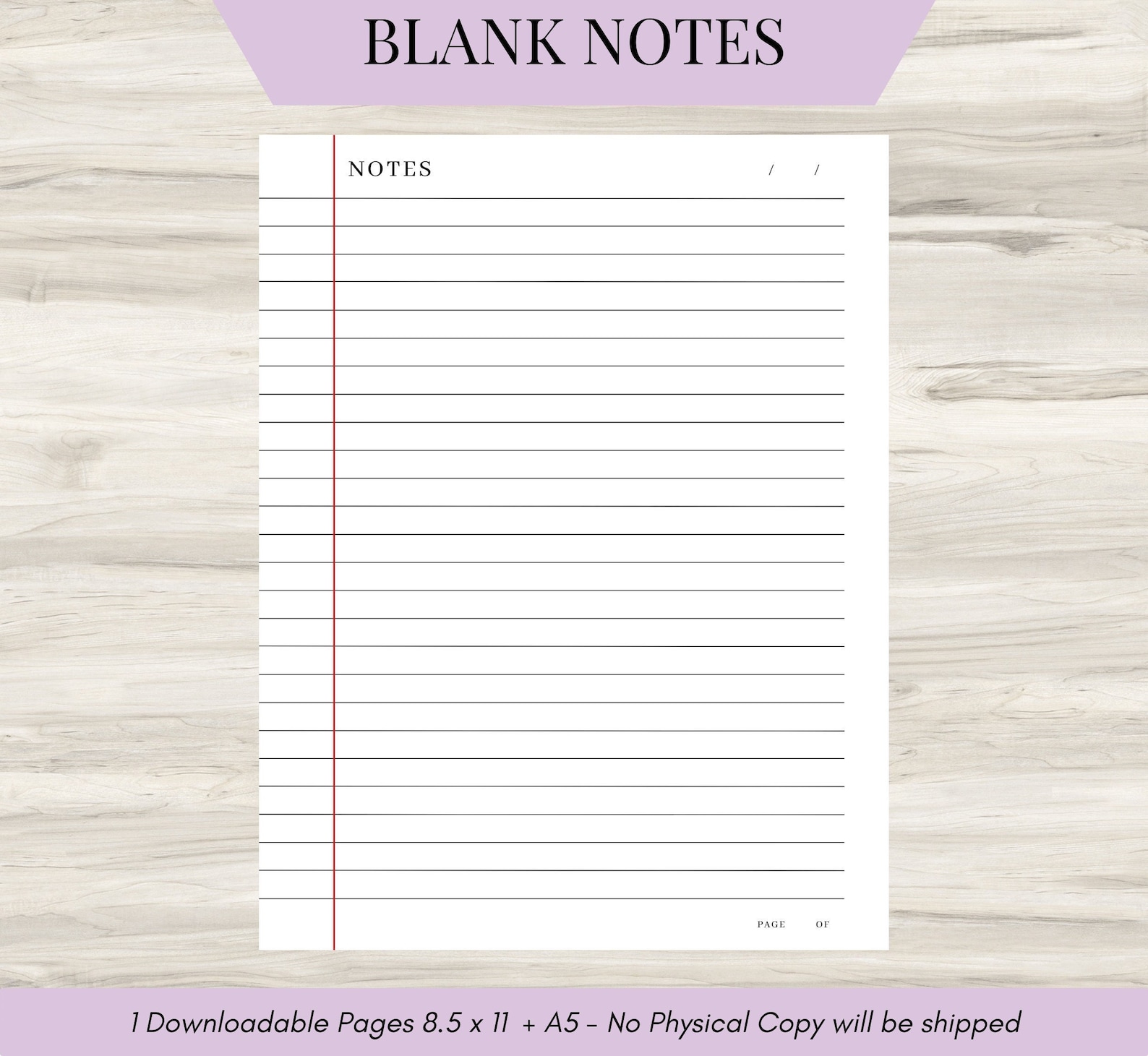 Blank Notes Sheet Blank Notes Template Digital Student | Etsy