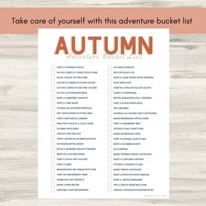 Autumn Adventure Bucket List, Fall Self Care List, 50 Autumn ...